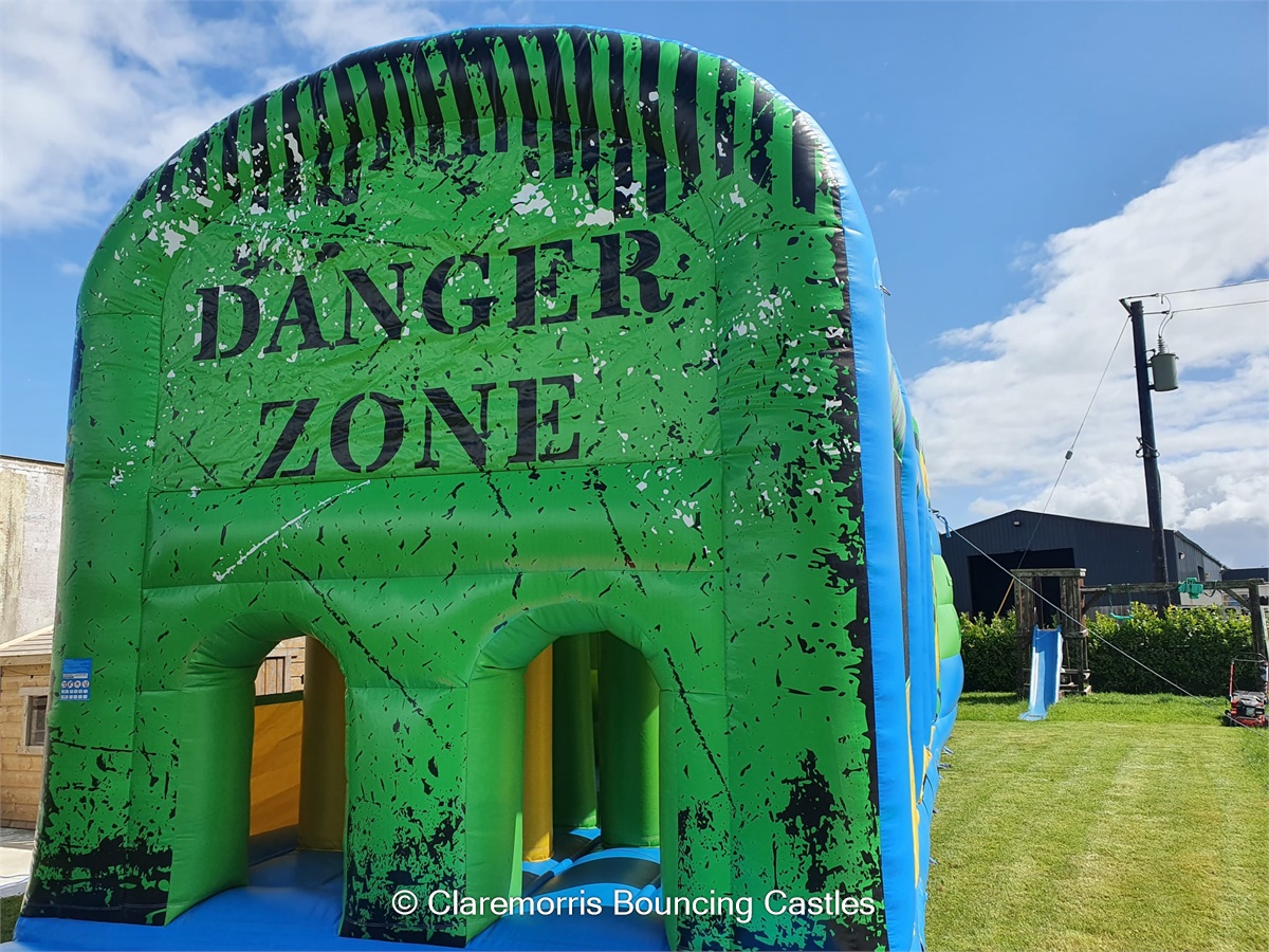 55 Foot Danger Zone High Slide Obstacle Course - Bouncy Castle ...