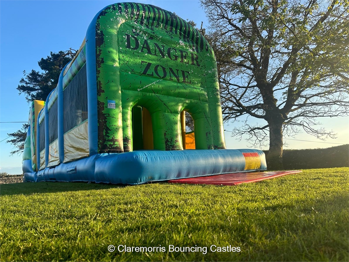 55 Foot Danger Zone High Slide Obstacle Course - Bouncy Castle ...