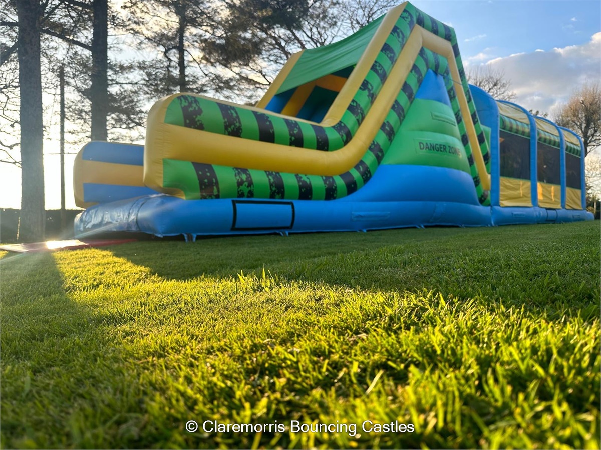 55 Foot Danger Zone High Slide Obstacle Course - Bouncy Castle ...